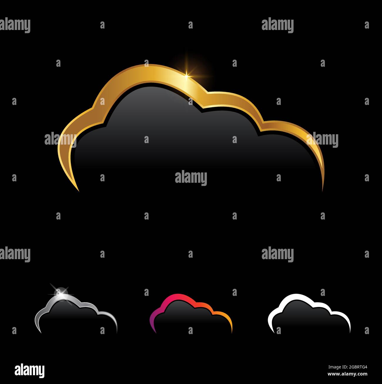 A vector illustration set of Gold and silver cloud vector sign Stock ...