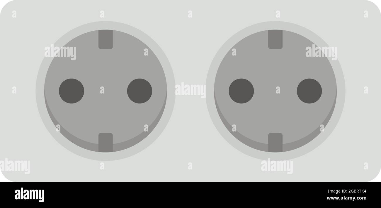 Double wall power socket icon. Flat illustration of double wall power ...