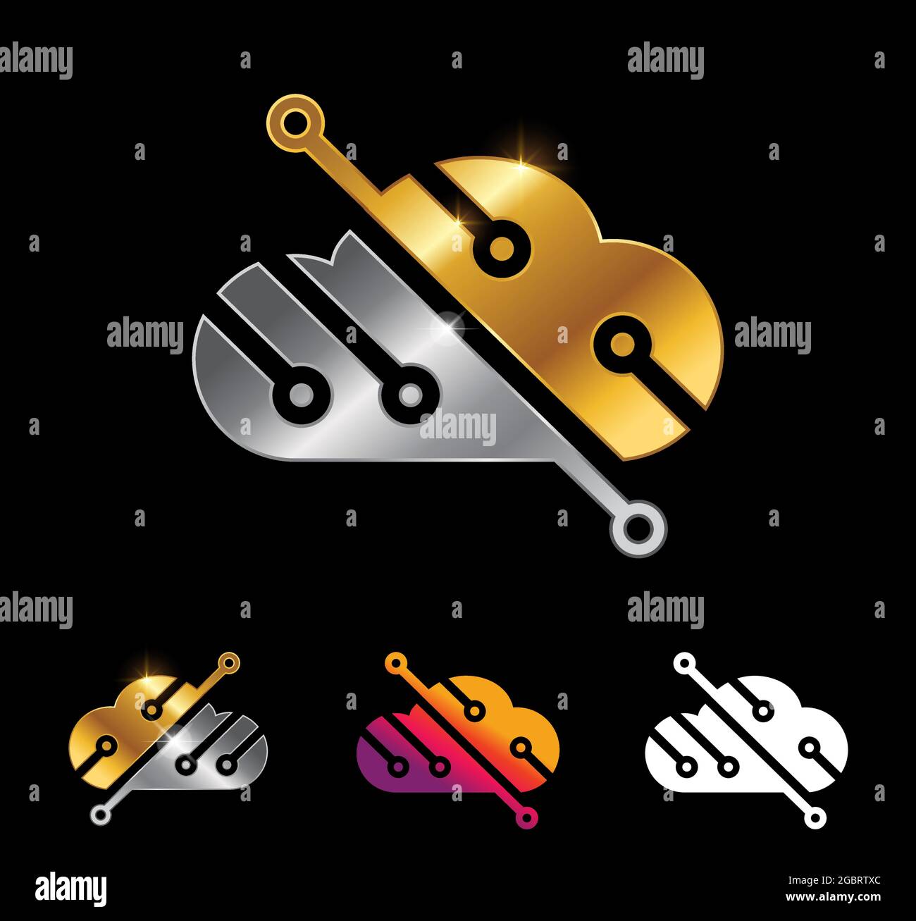 A vector Illustration set of Gold and silver cloud vector sign Stock ...