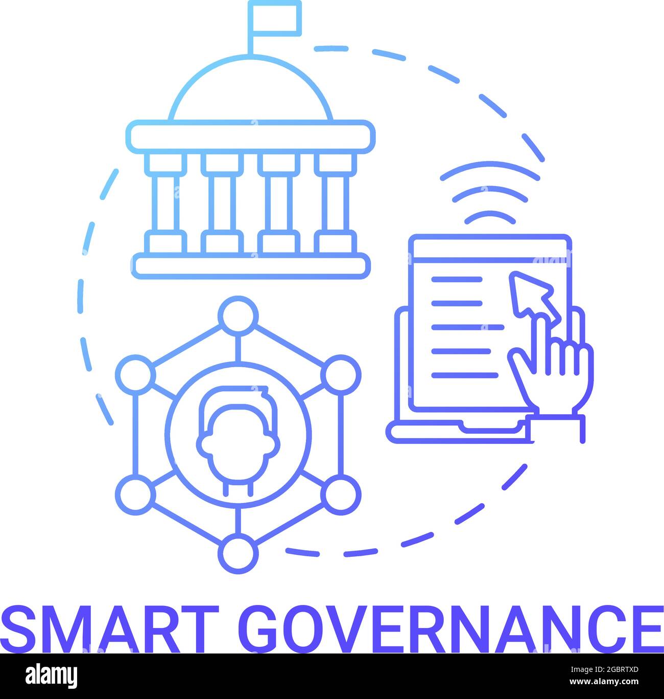 Smart governance gradient blue concept icon. Competent management and control abstract idea thin ...