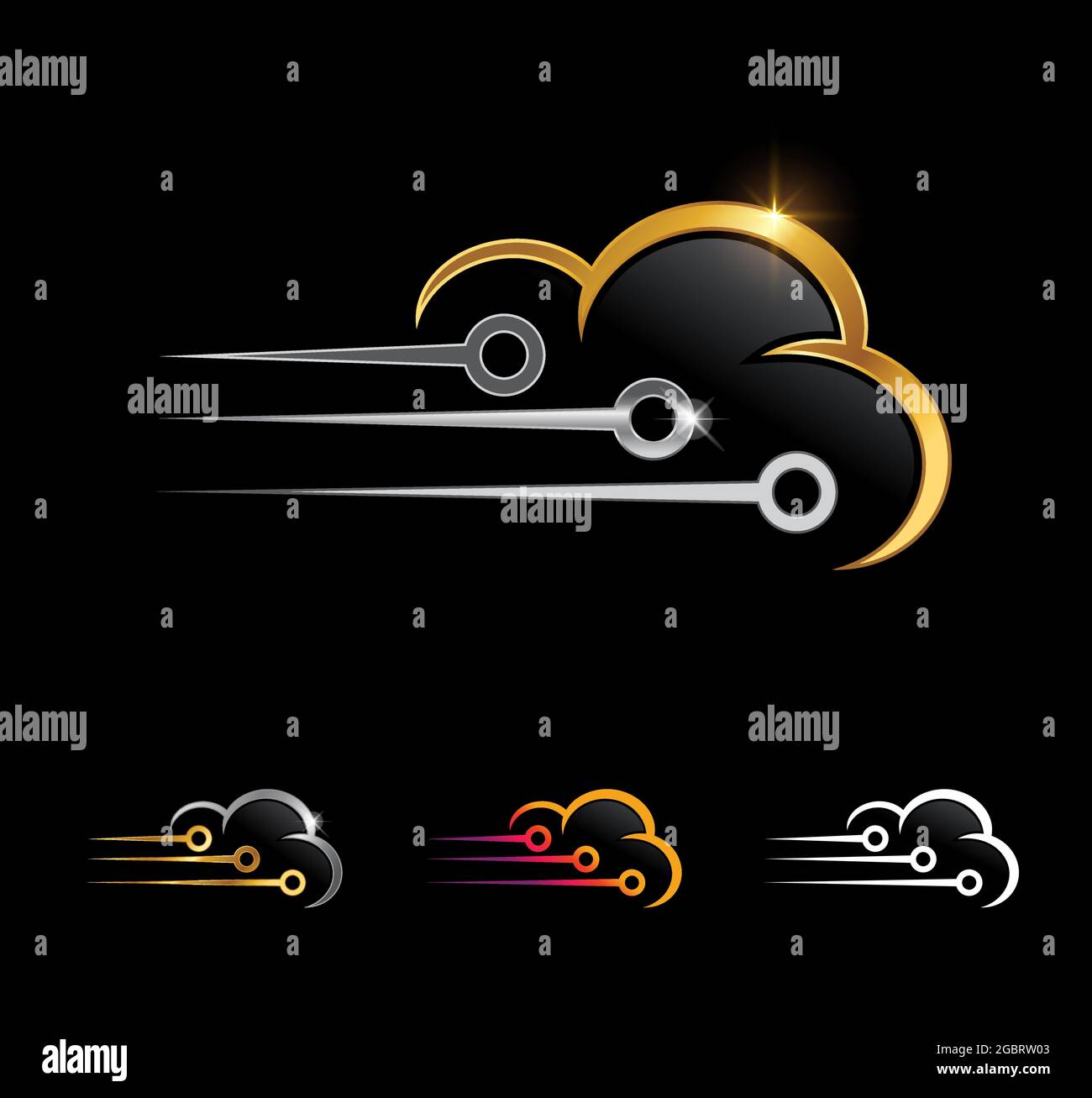 A vector Illustration set of Gold and silver cloud vector sign Stock ...