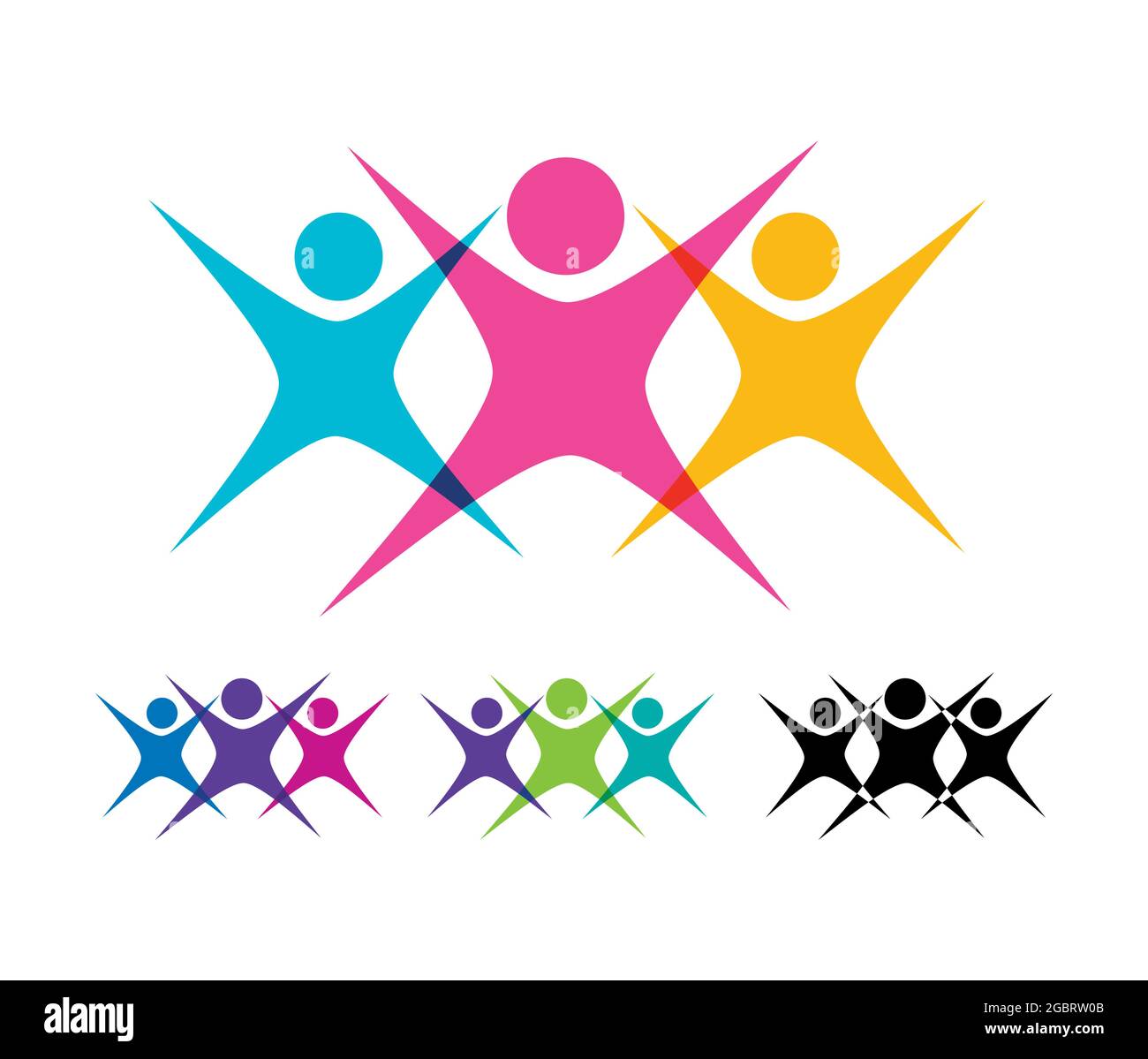 A vector illustyration set of simple people multicolor vector sign ...