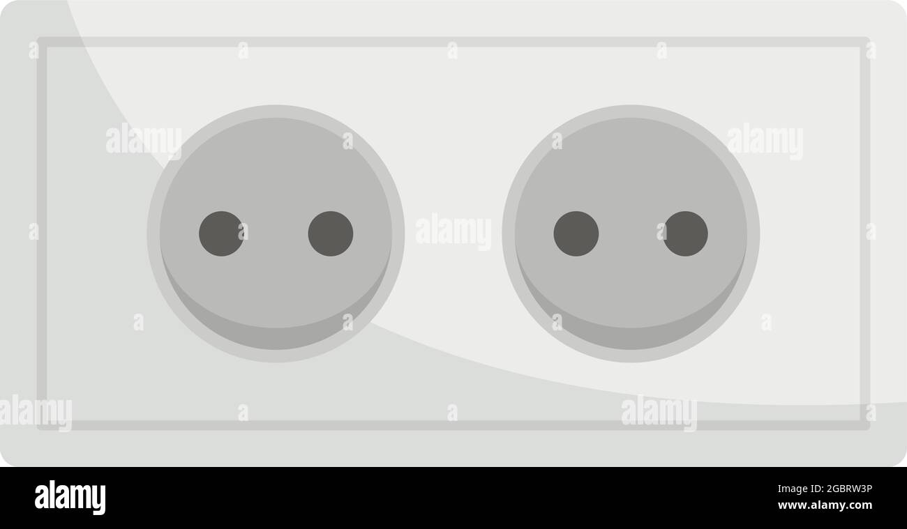 Double power socket icon. Flat illustration of double power socket ...