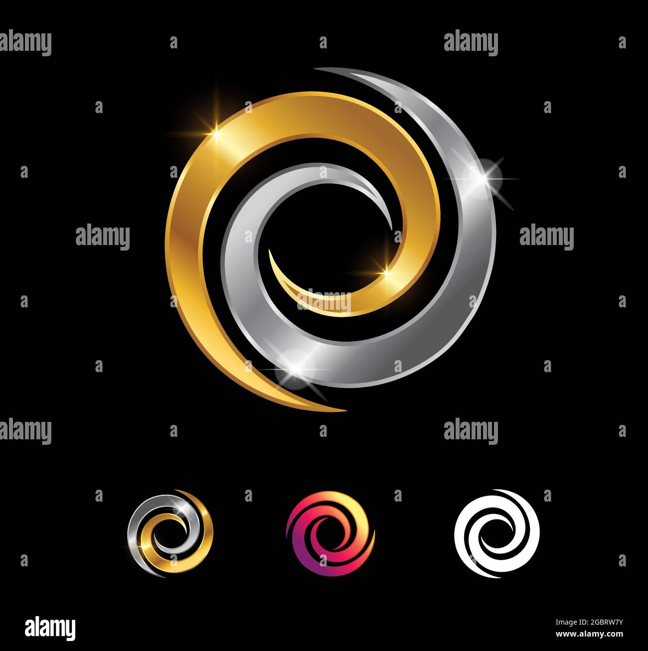 A vector Illustration set of Golden circle and spiral sign Stock Vector ...