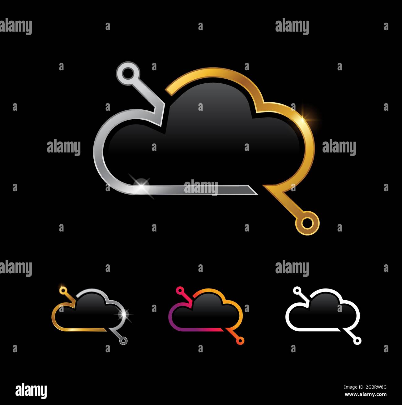 A vector Illustration set of Gold and silver cloud vector sign Stock ...