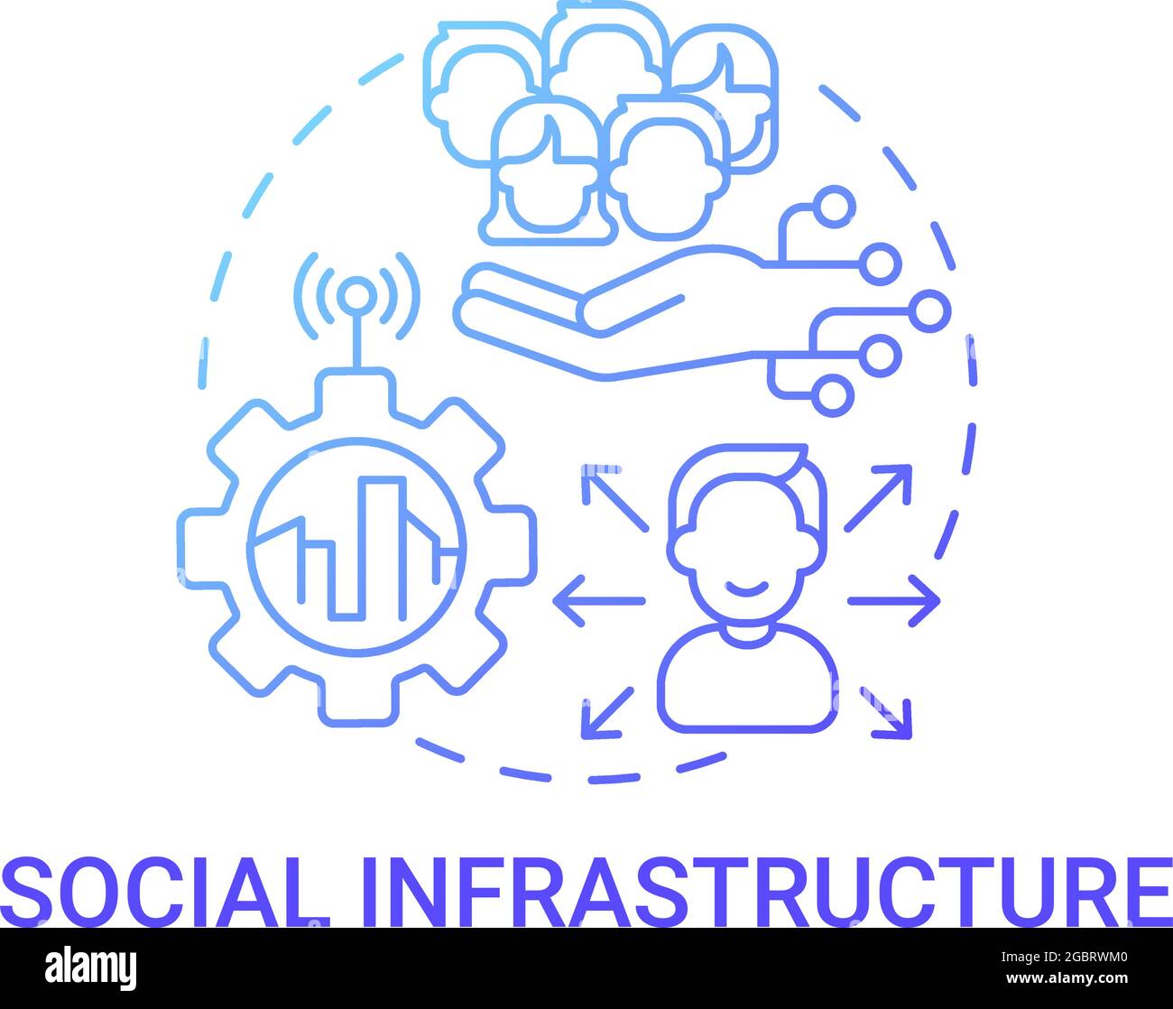 Social infrastructure gradient blue concept icon. Improvement of social ...