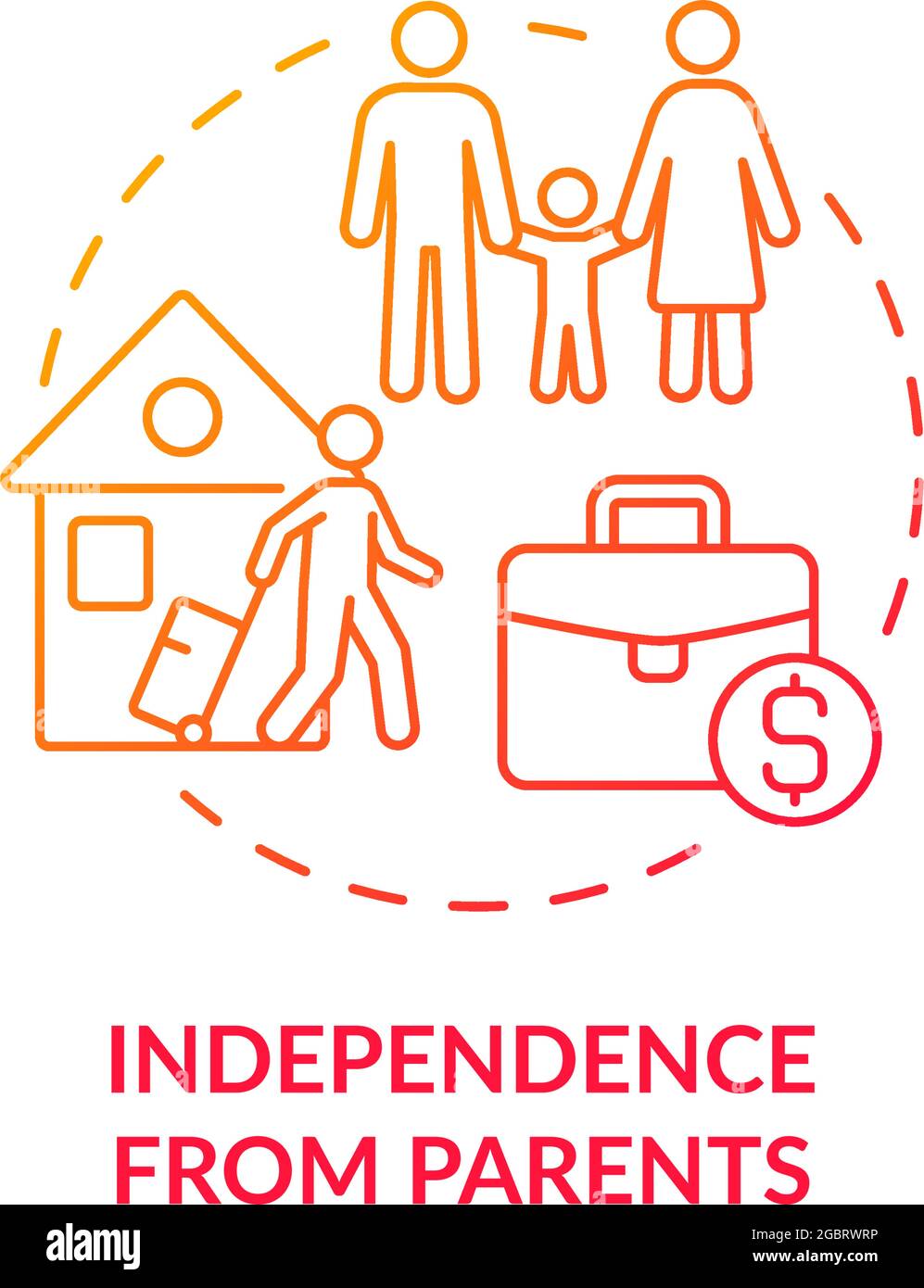 Independence from parents red concept icon. Private living starting ...