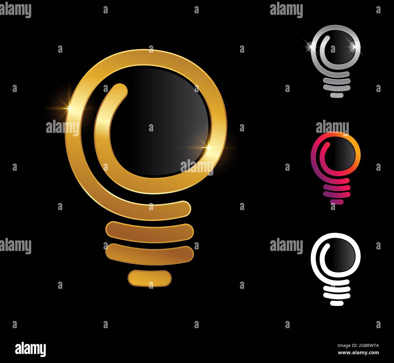 A vector illustration set of Golden Bulb Vector Sign Stock Vector Image ...