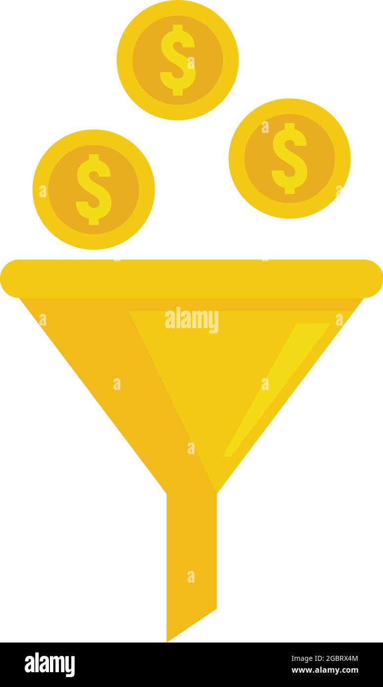 Marketing money funnel icon. Flat illustration of marketing money ...