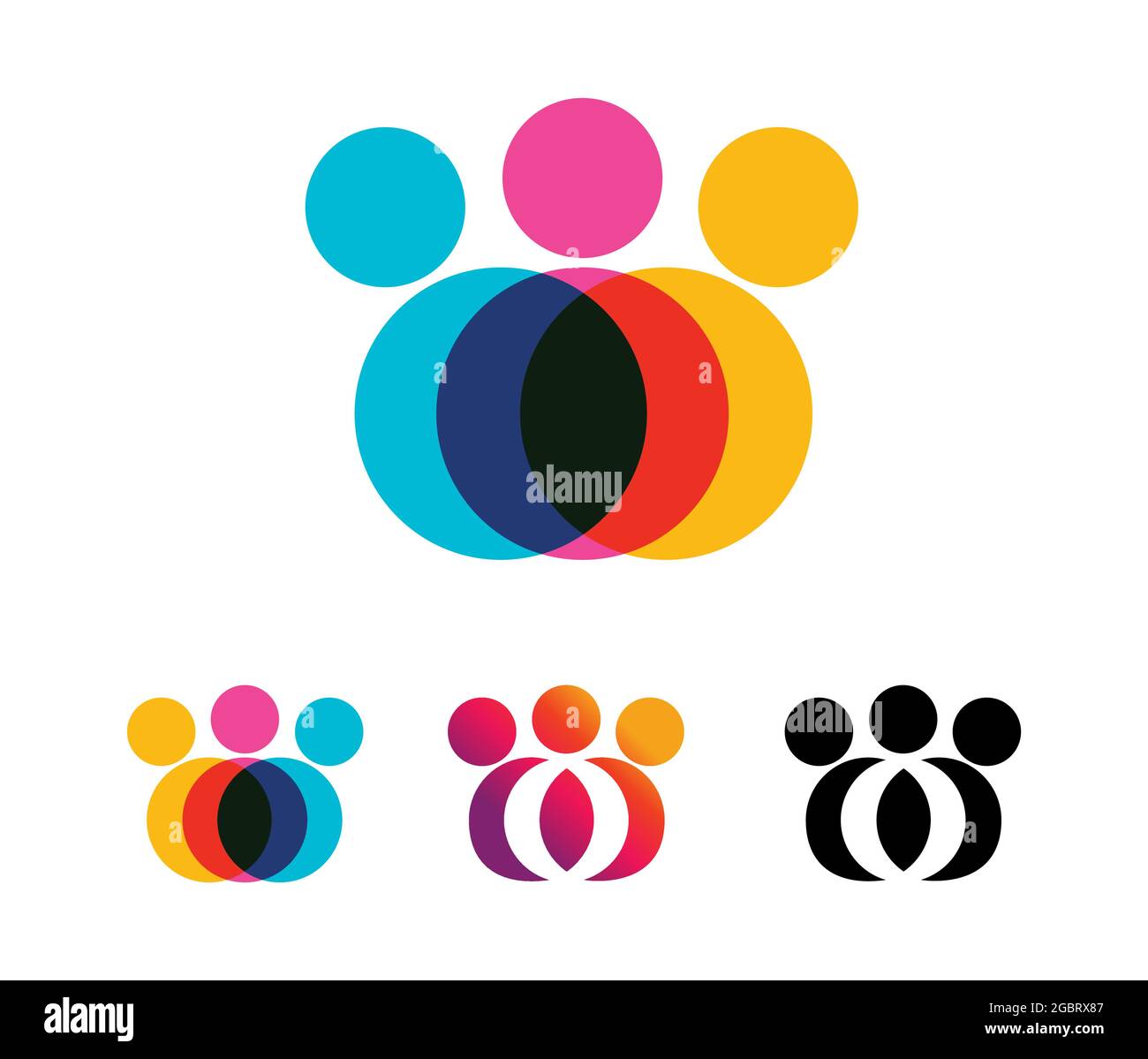 A vector Illustration set of simple people multicolor vector sign Stock ...