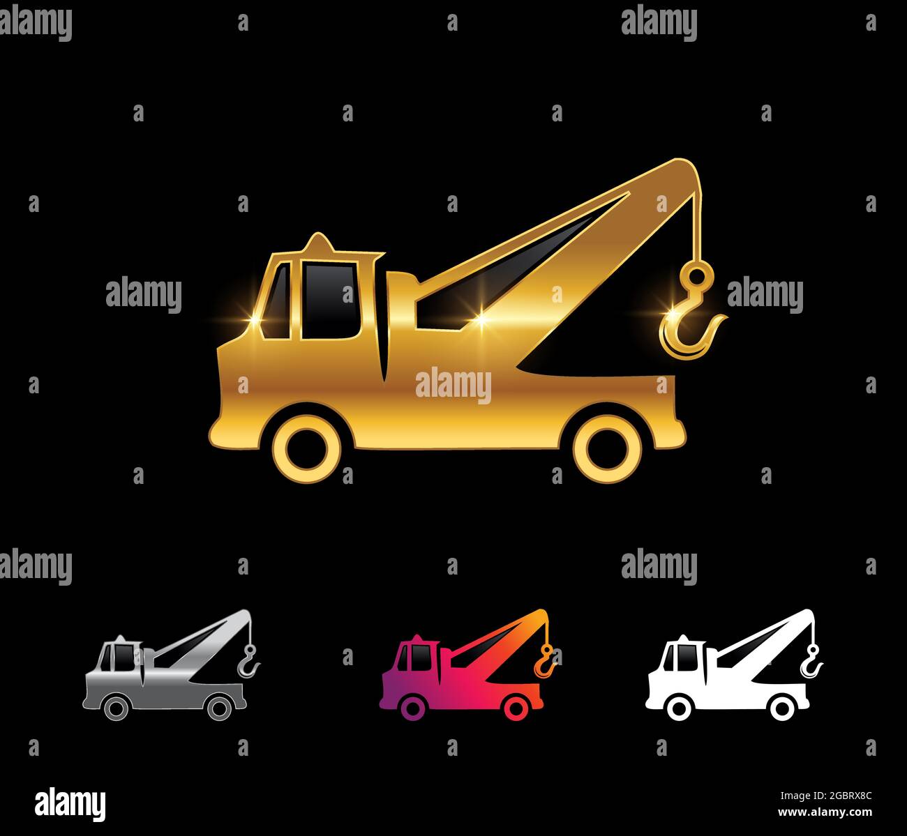 A vector Illustration set of Golden Towing Truck Vector Sign Stock ...