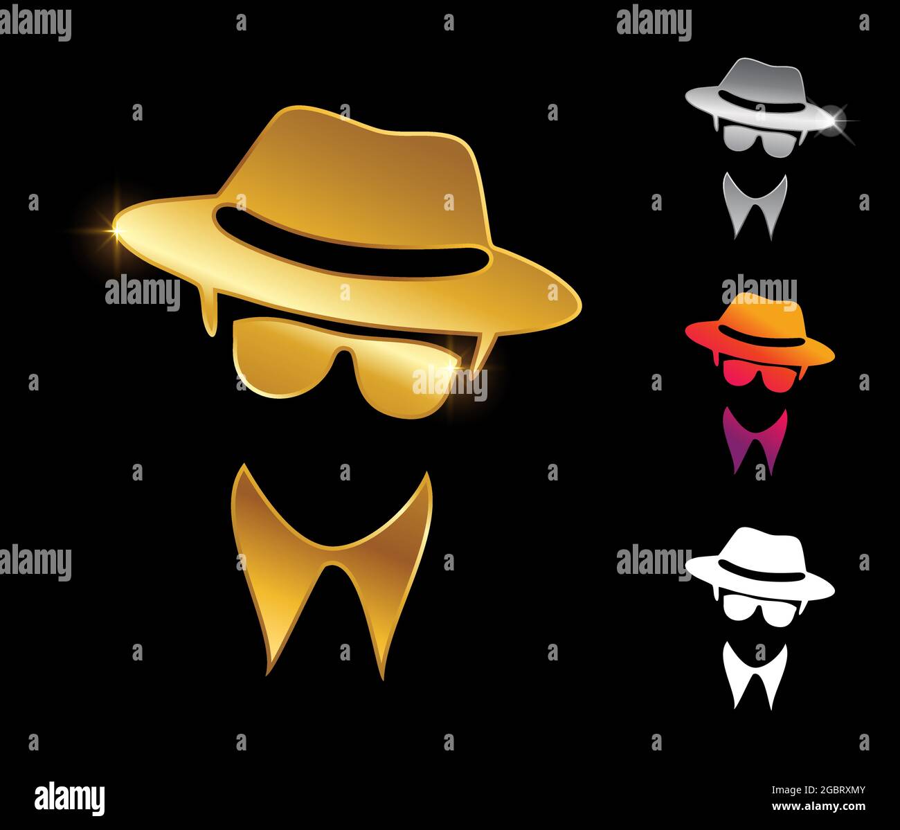A vector illustration set of Golden Spy Man Vector Sign Stock Vector ...