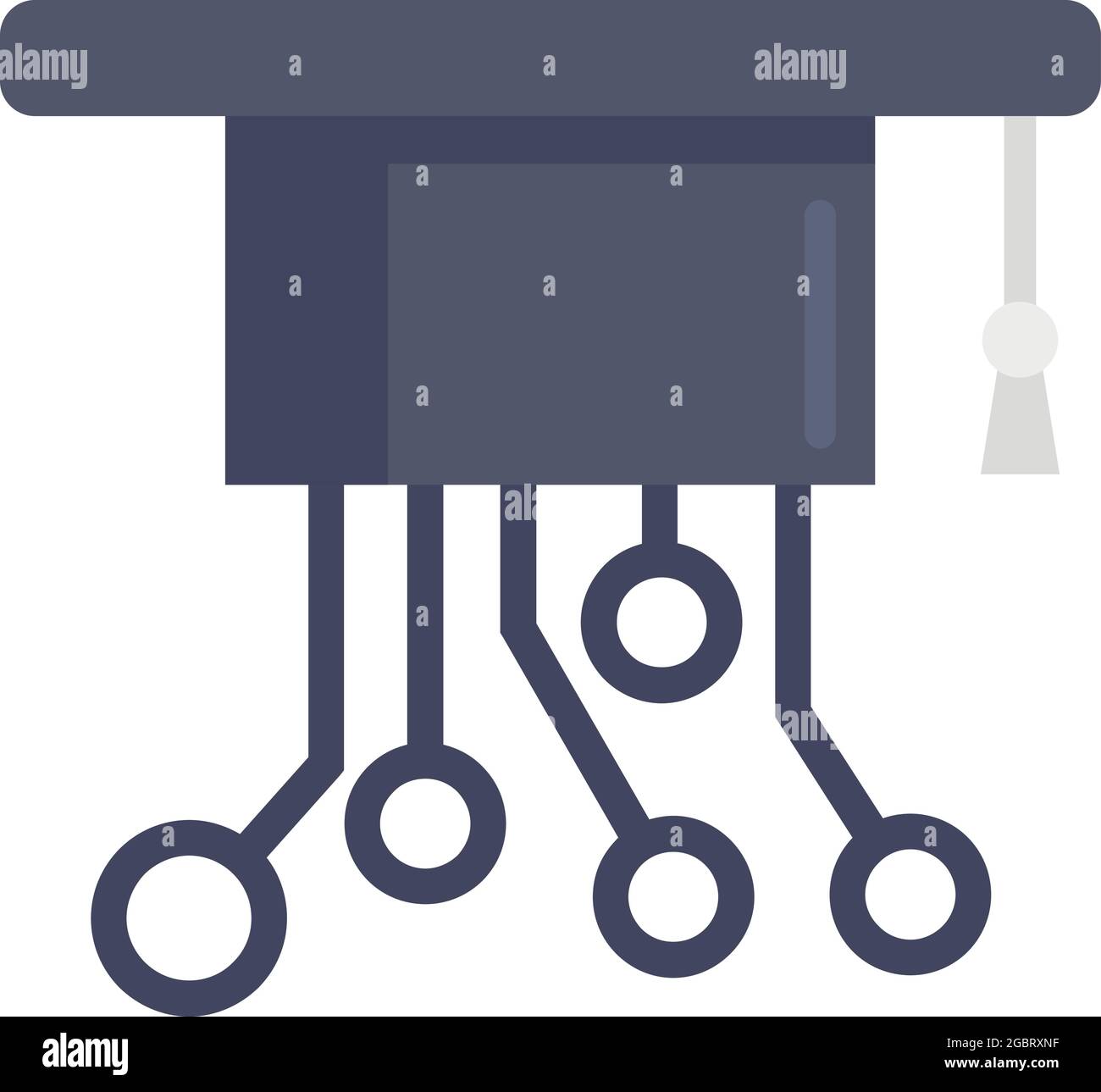 Graduated machine learning hat icon. Flat illustration of graduated ...