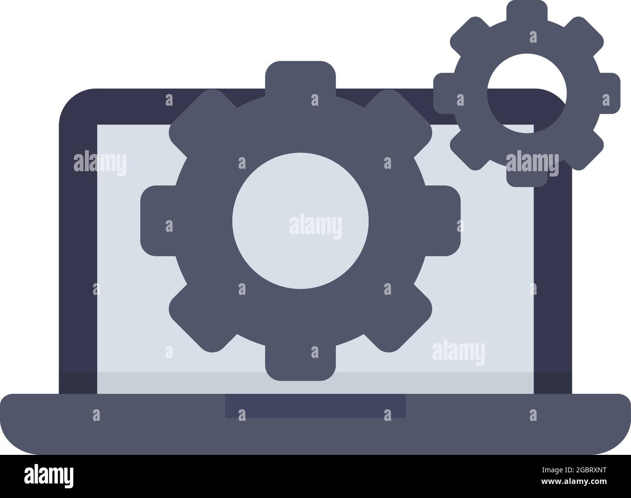Laptop gear system icon. Flat illustration of laptop gear system vector ...