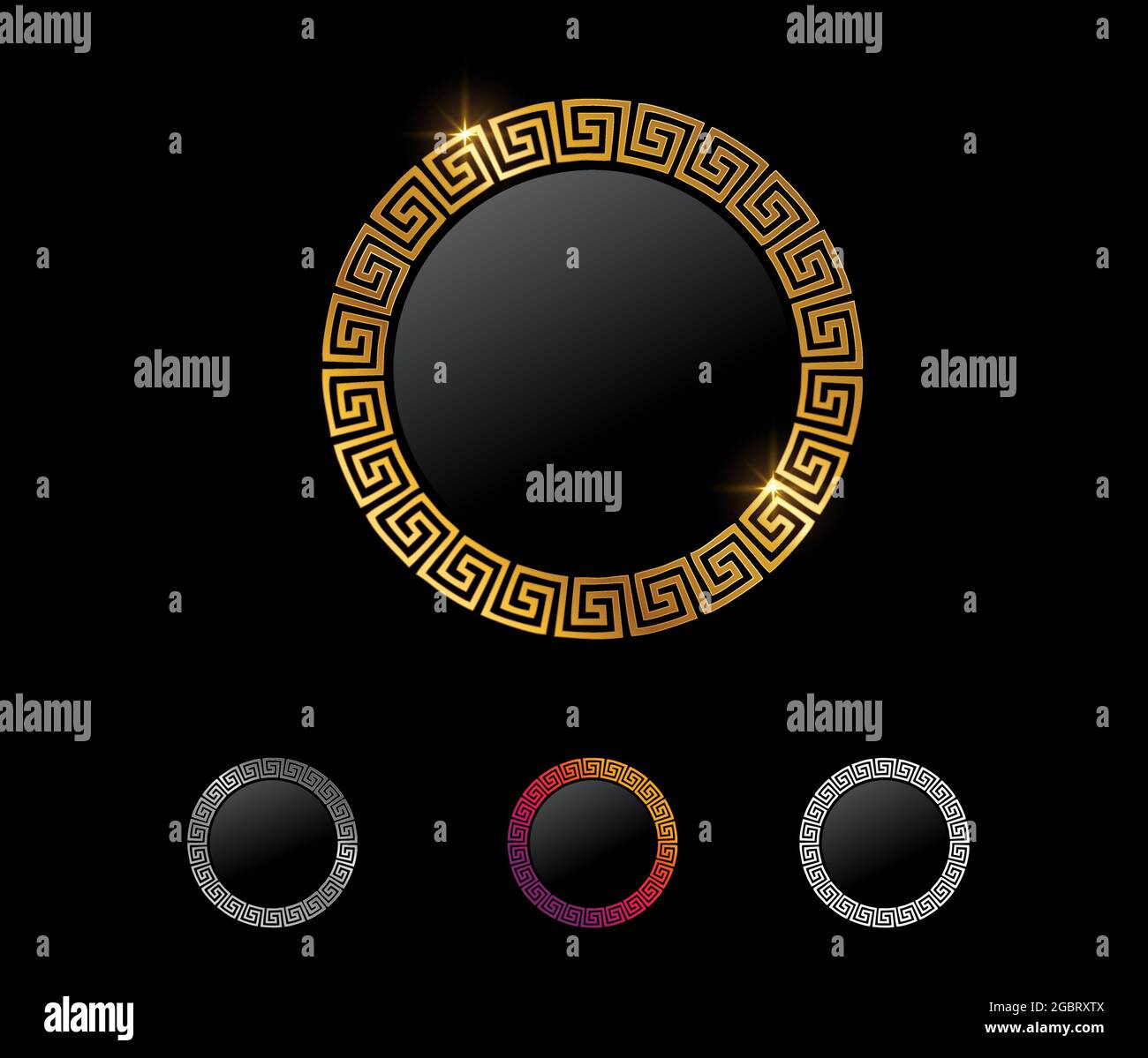 A vector Illustration set of Golden Greek Symbol Circle Vector Sign ...