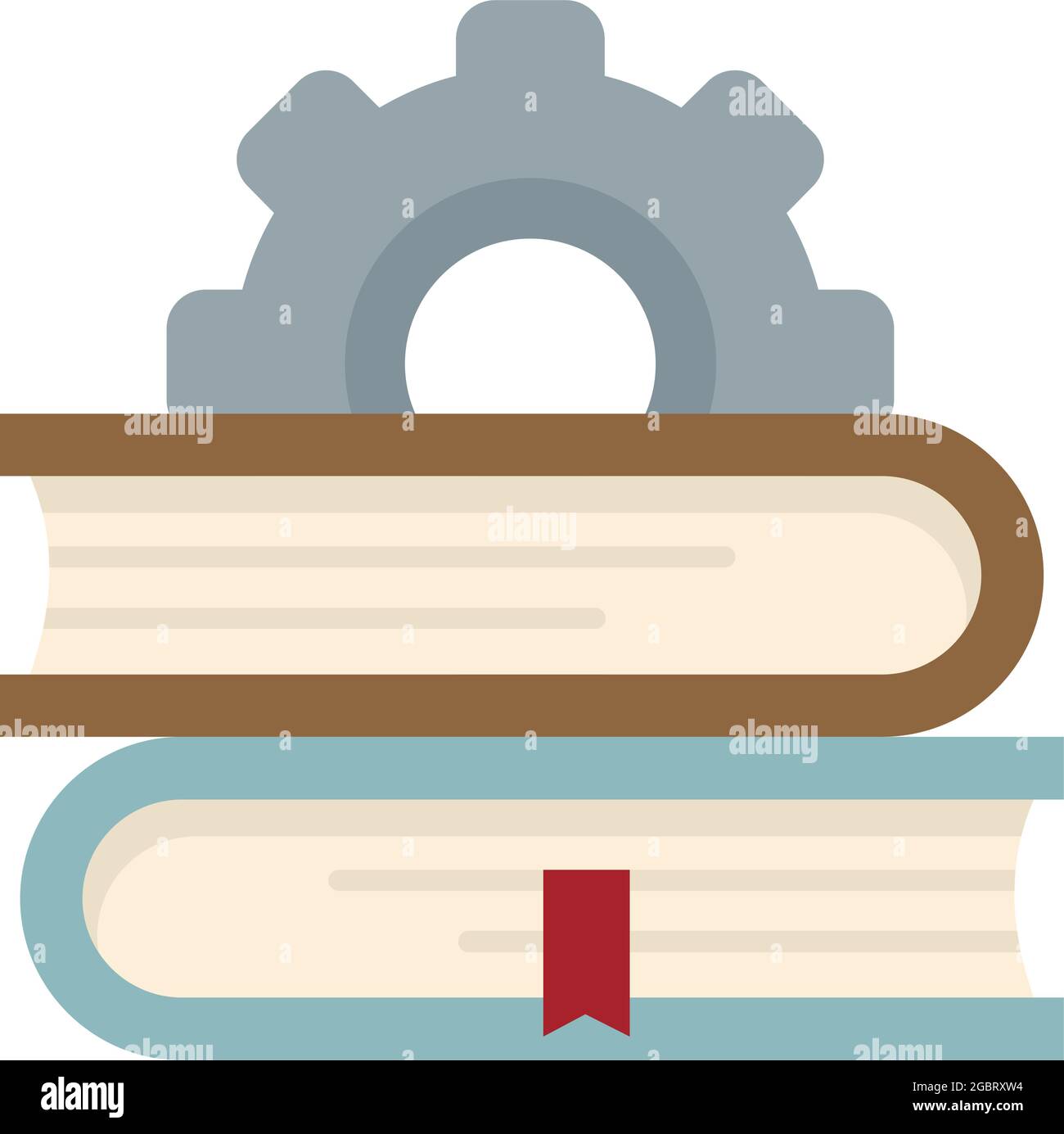 Gear book stack icon. Flat illustration of gear book stack vector icon ...
