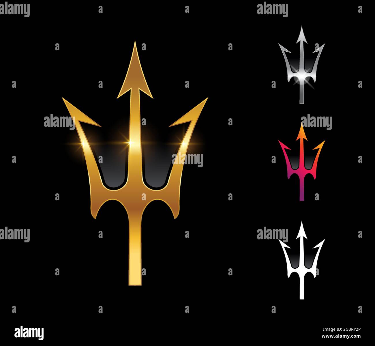 A vector illustration set of Golden Trident Vector Sign Stock Vector ...