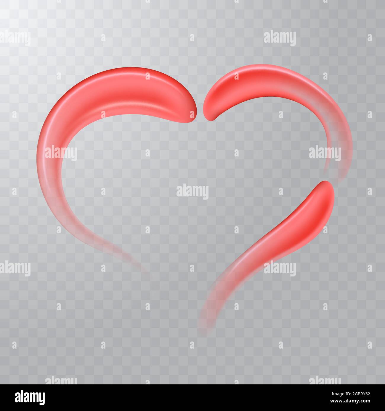 Pink heart of realistic vector cream or lipstick smears. Transparent ...