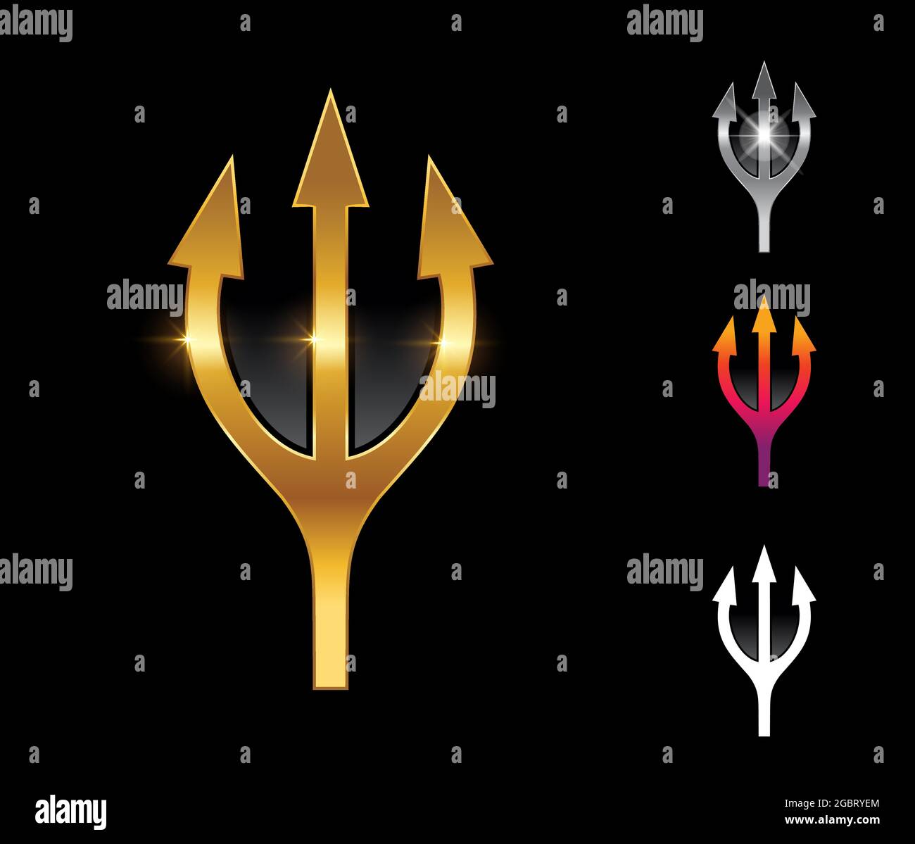 A vector illustration set of Golden Trident Vector Sign Stock Vector ...