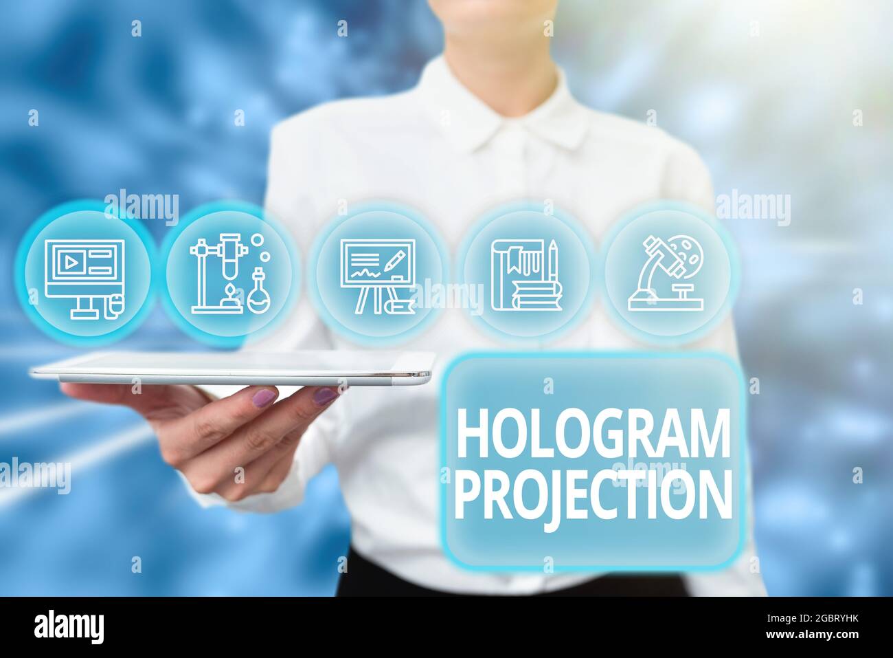 Writing displaying text Hologram Projection. Word Written on ...