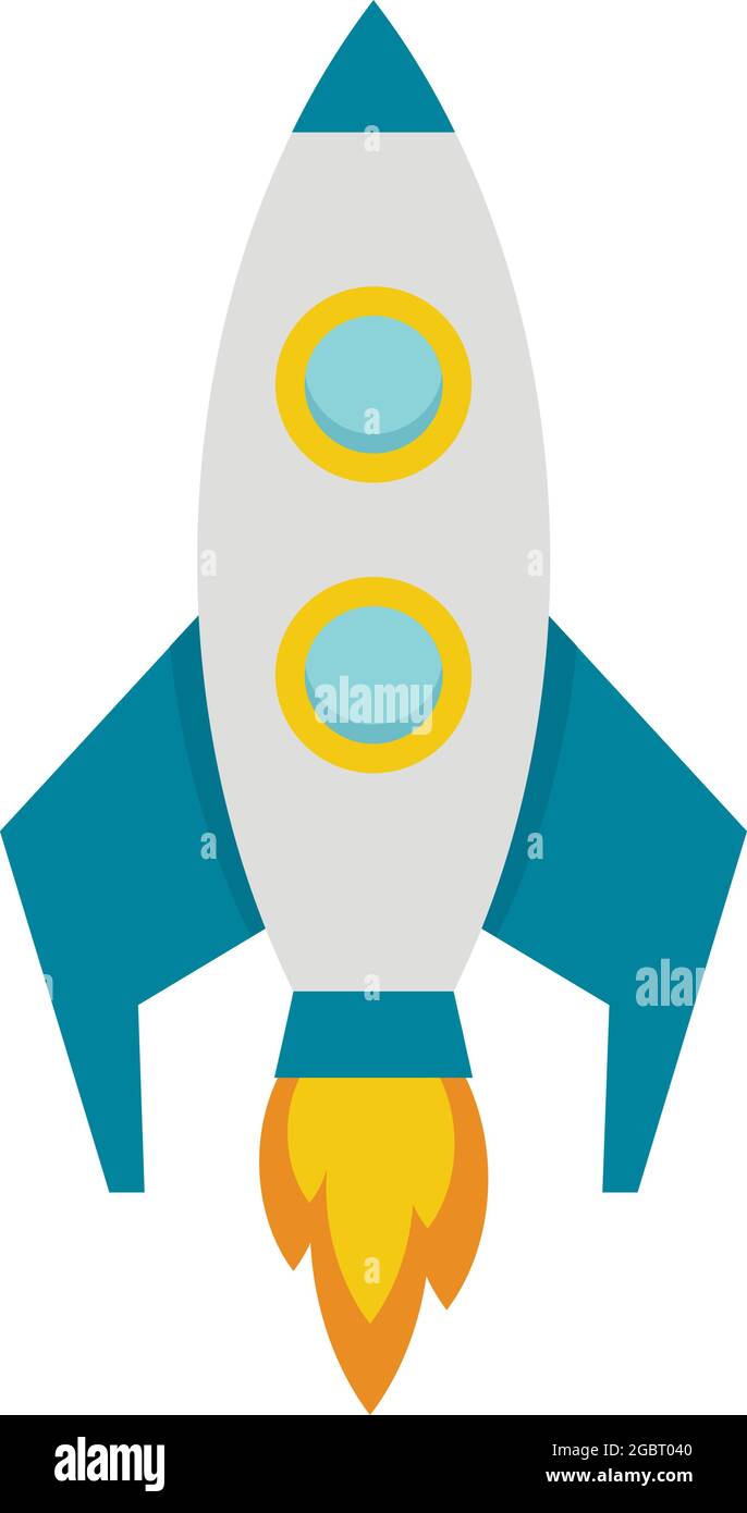 Video game rocket icon. Flat illustration of video game rocket vector ...