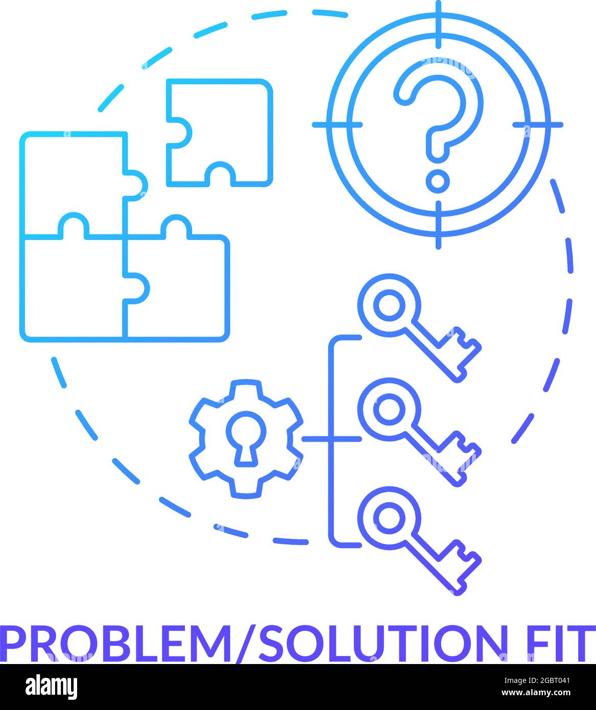 Problem, solution fit blue gradient concept icon Stock Vector Image ...