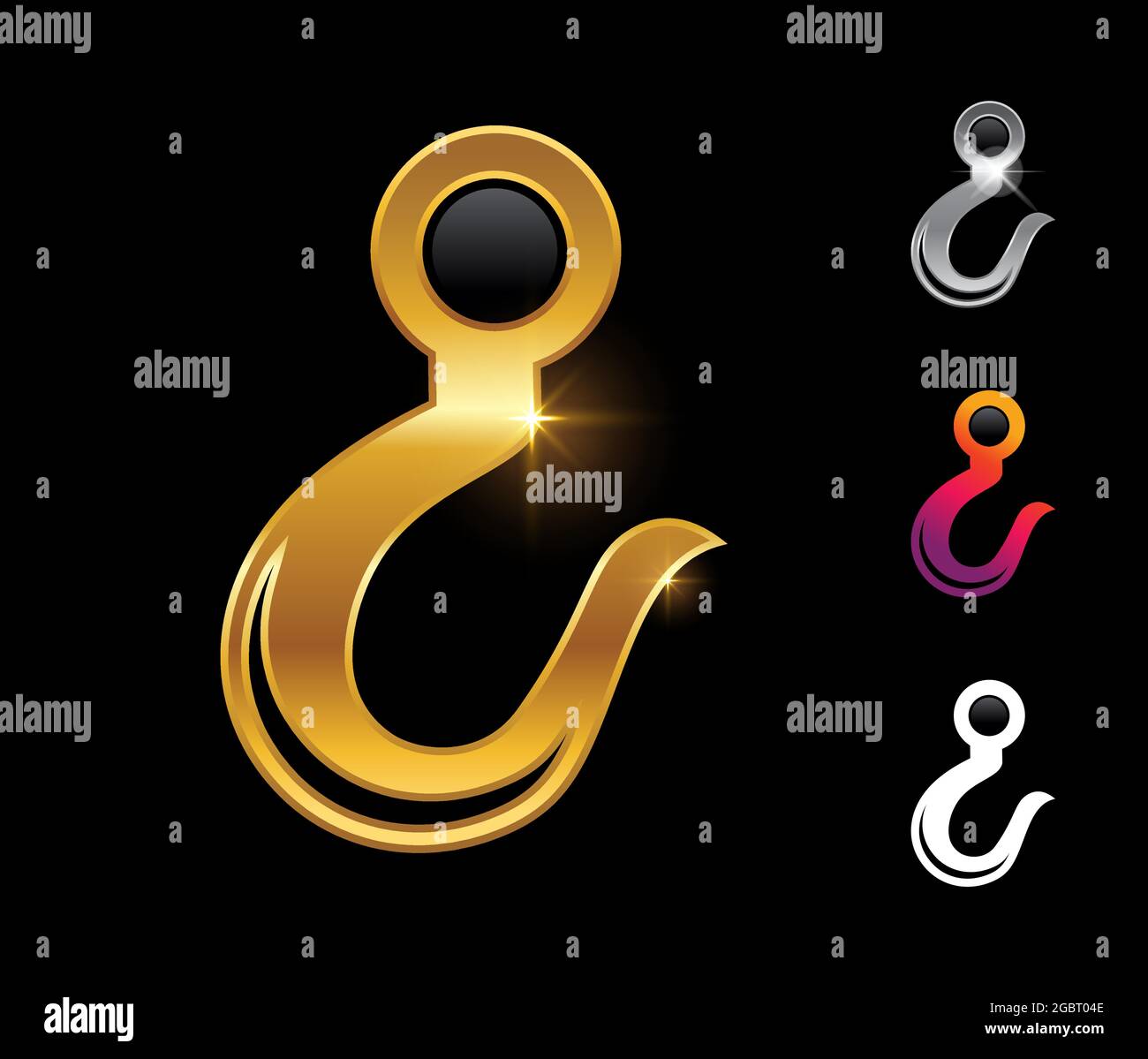 A vector Illustration set of Golden Hook Vector Sign Stock Vector Image ...