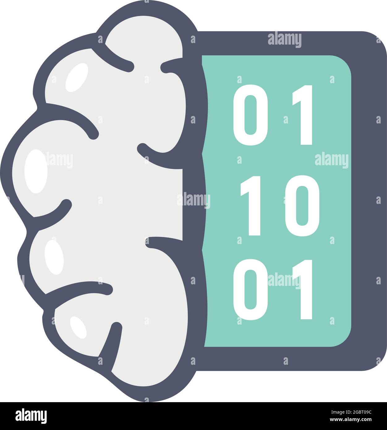 Data analysis brain icon. Flat illustration of data analysis brain ...