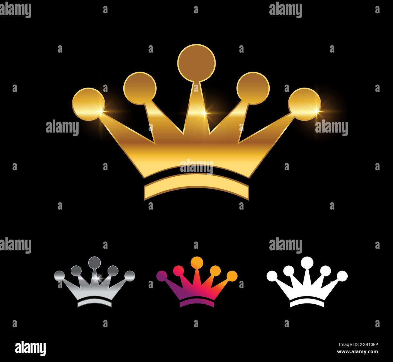 A Vector Illustration set of Golden Crown Vector Sign in black ...