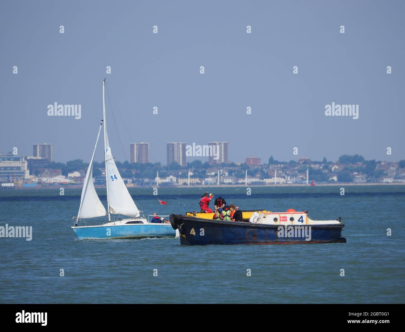 Sheerness, Kent, UK. 5th August, 2021. A mooring buoy being installed ...