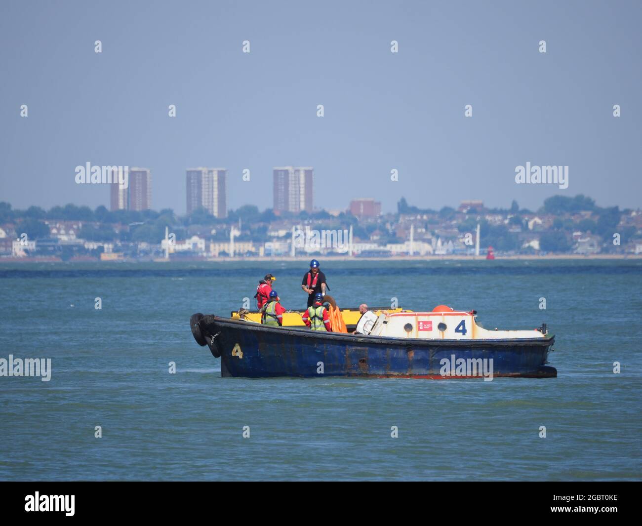 Sheerness, Kent, UK. 5th August, 2021. A mooring buoy being installed ...