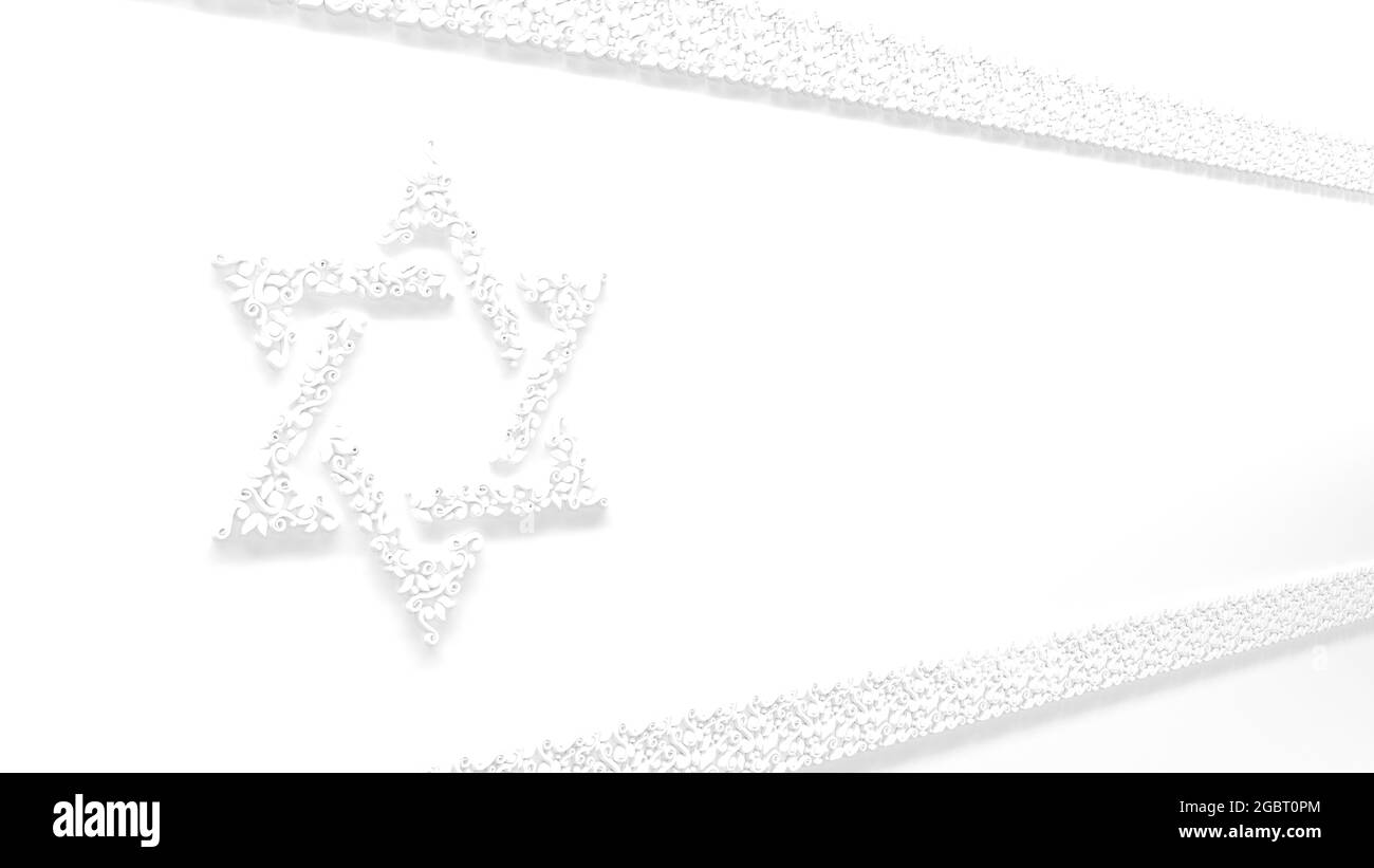 israel flag white decorative pattern isolated. cg object 3D rendering ...