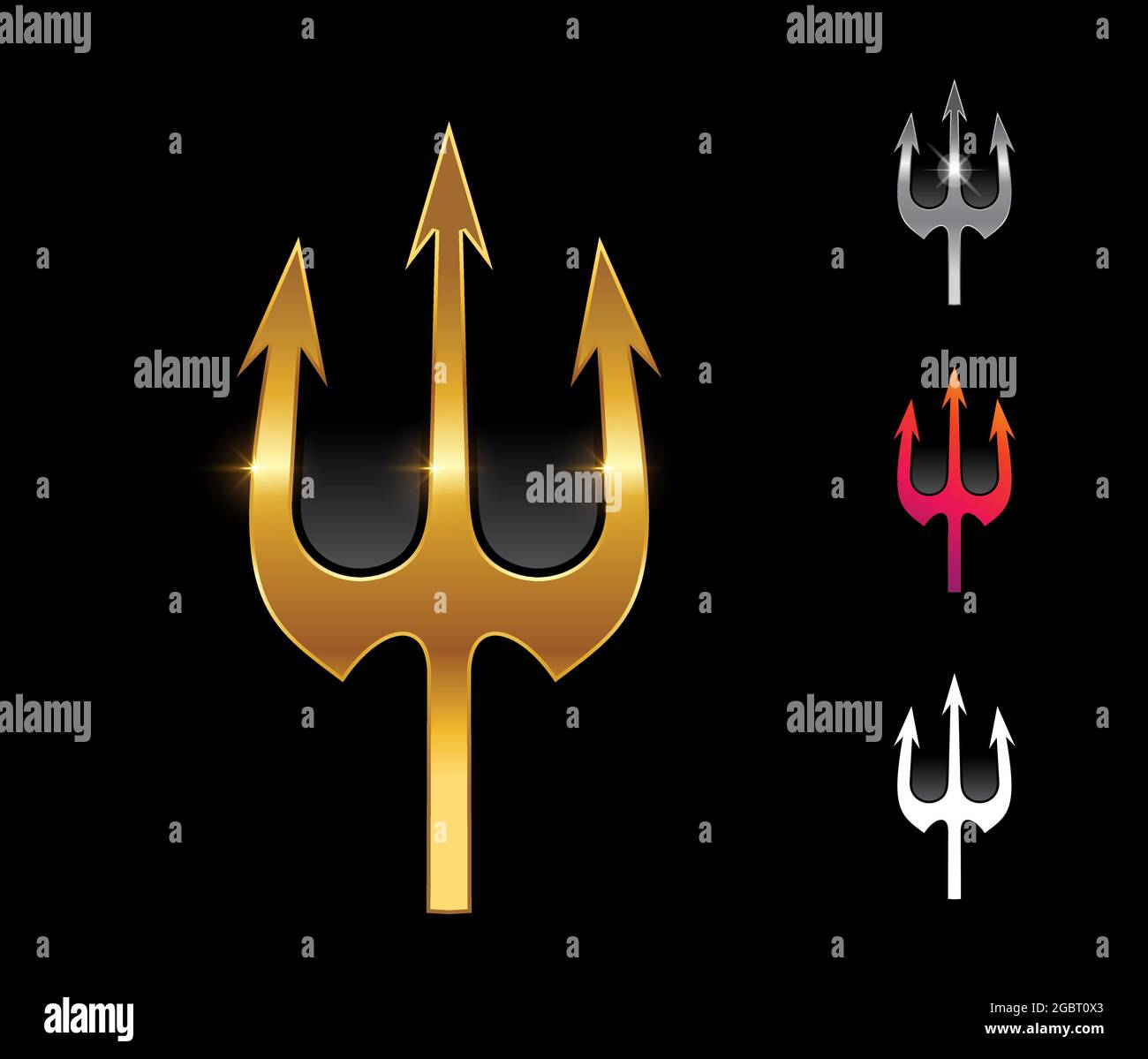 A vector illustration set of Golden Trident Vector Sign Stock Vector ...