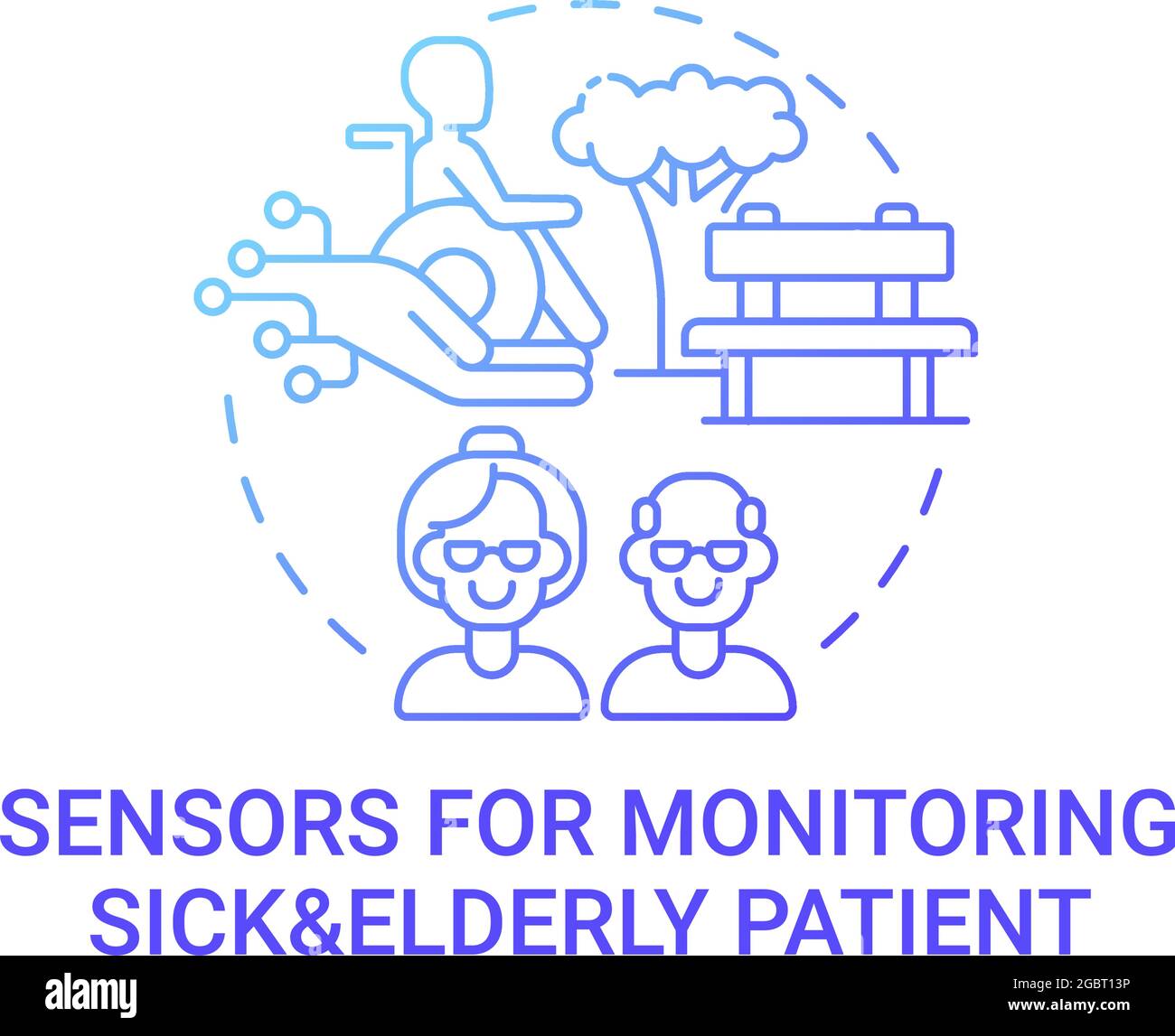 Sensors for monitoring sick and elderly patients gradient blue concept ...