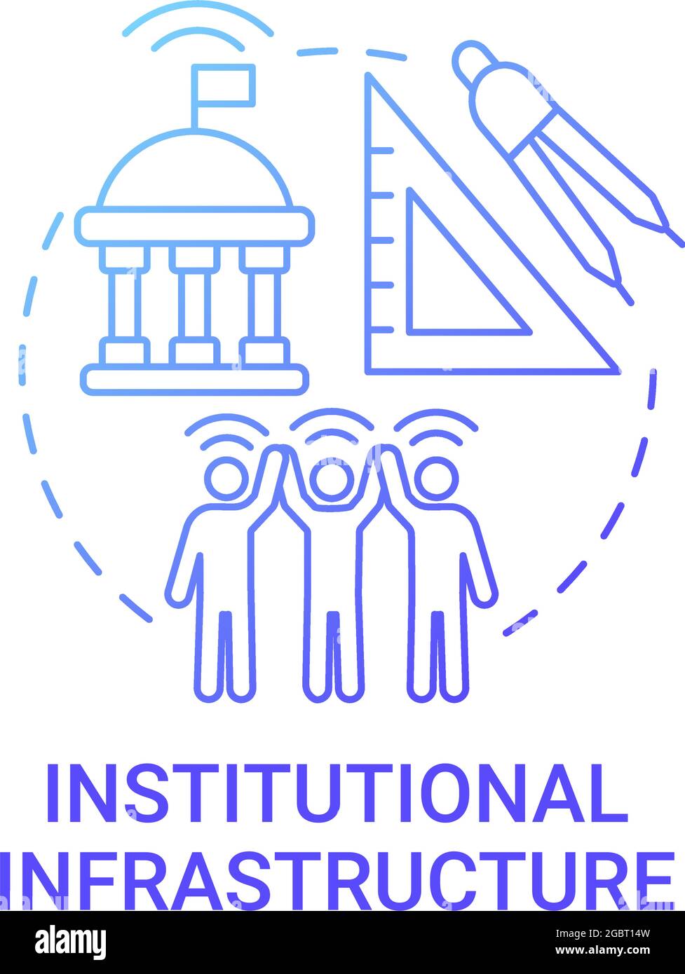 Institutional infrastructure gradient blue concept icon Stock Vector ...