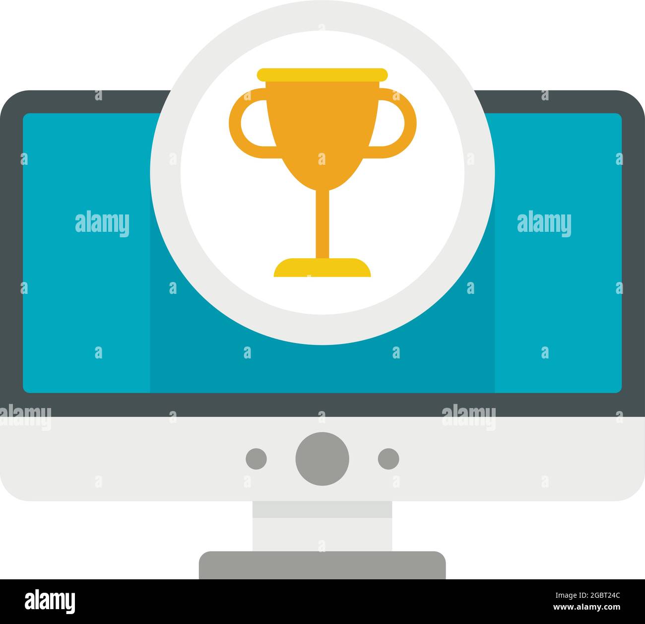 Gamification monitor cup icon. Flat illustration of gamification ...
