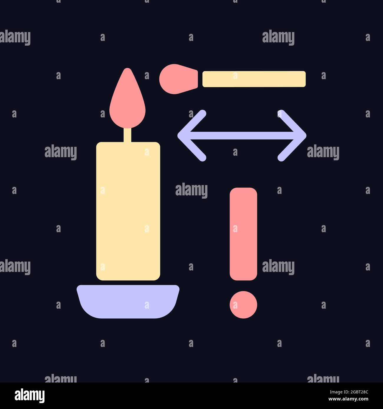 Lighting candle with long match RGB color manual label icon for dark ...