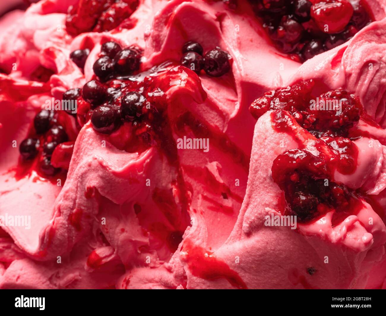 Frozen Forest Fruits flavour gelato - full frame detail. Close up of a ...