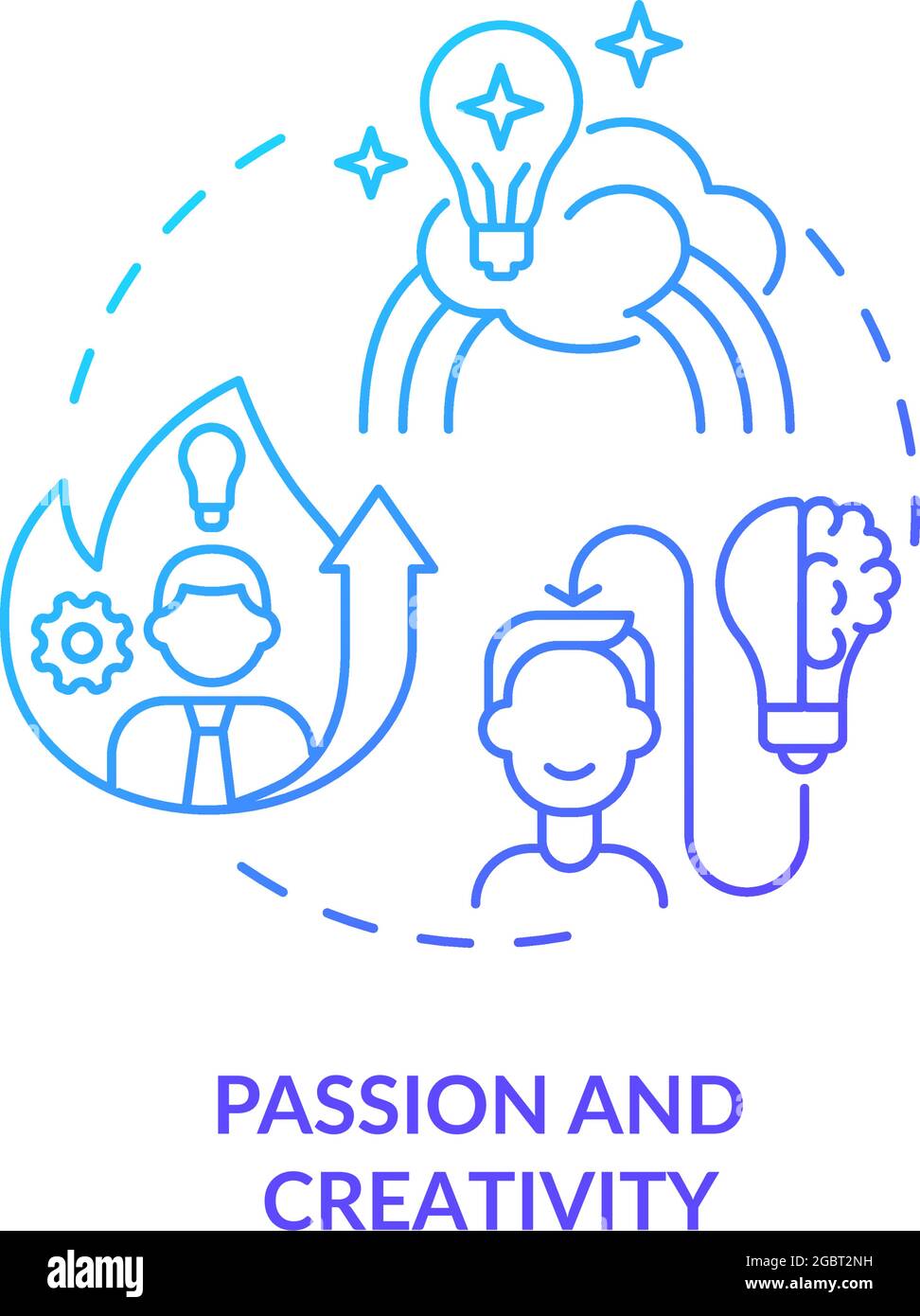 Passion and creativity blue gradient concept icon Stock Vector Image ...