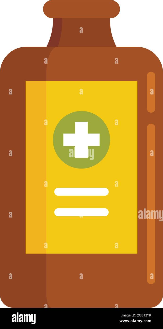 Healthcare cough syrup icon. Flat illustration of healthcare cough ...