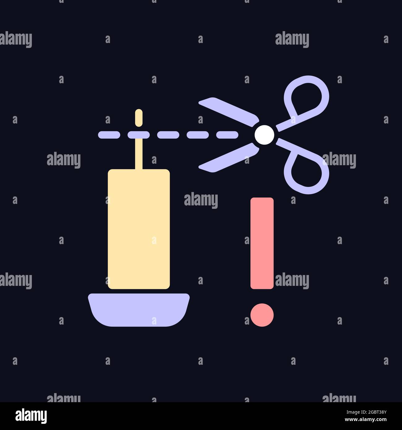 Trimming candle wick RGB color manual label icon for dark theme Stock ...