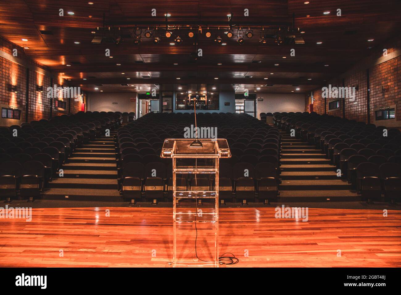 Conference stage seen from the front Stock Photo - Alamy