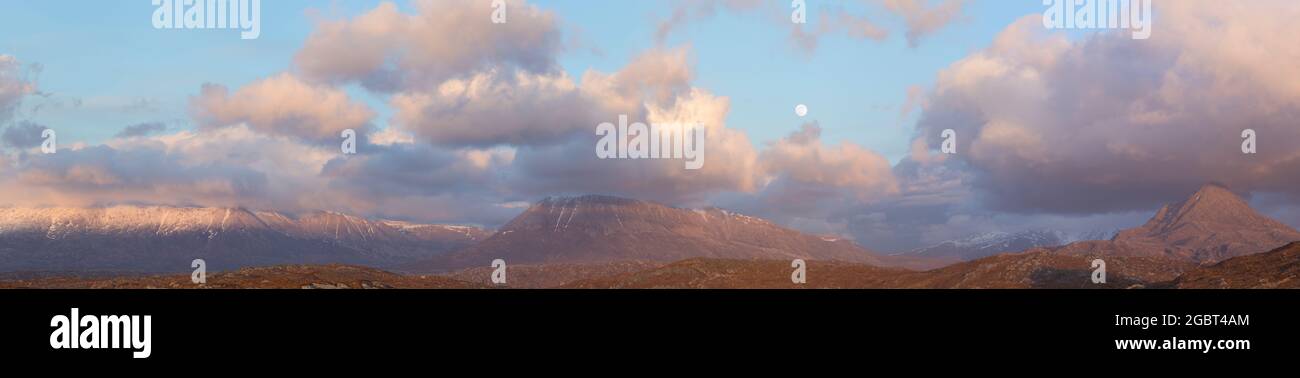 Panorama of Sutherland mountains, North Scotland Stock Photo - Alamy