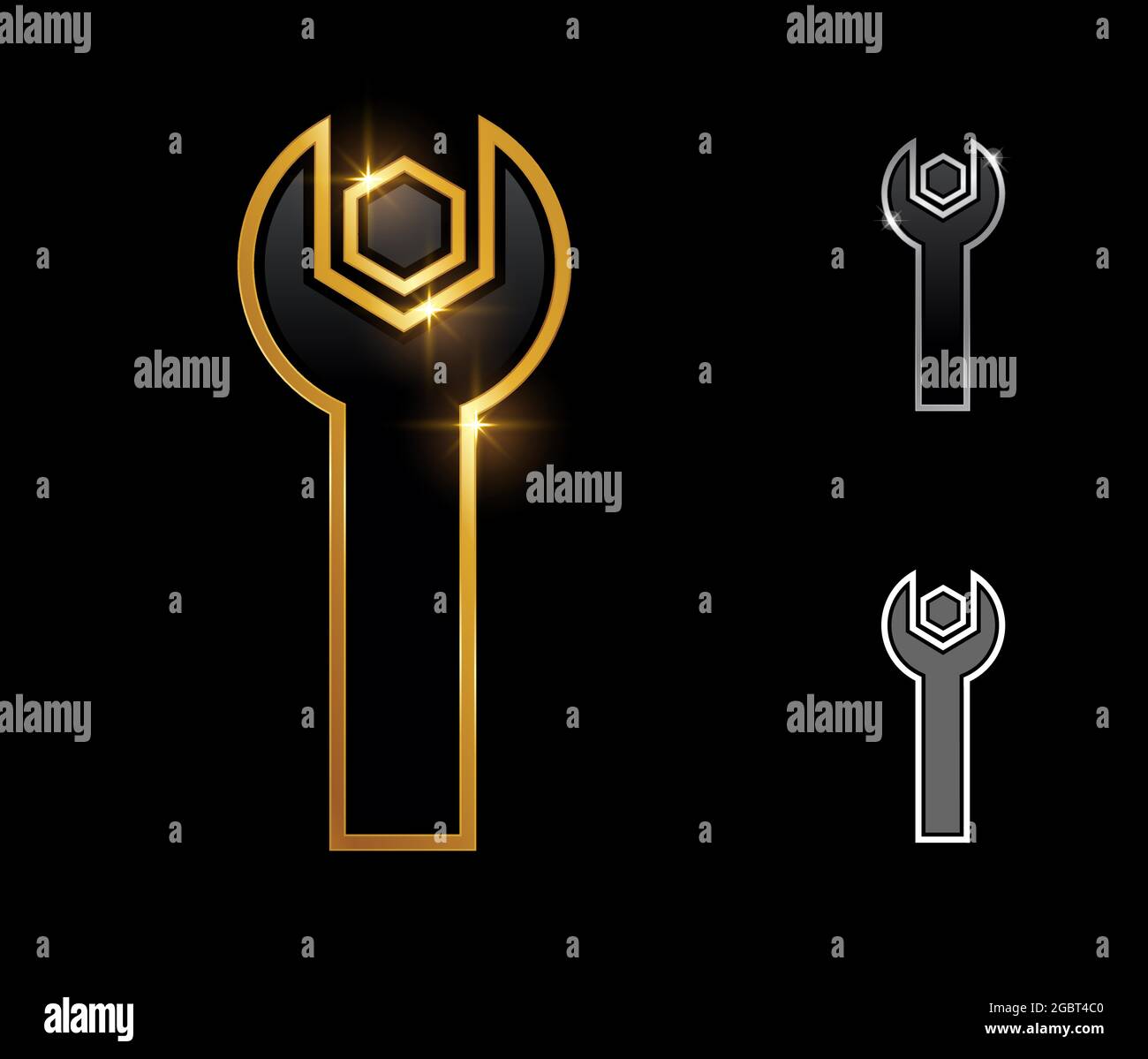 A vector illustration set of Golden Mechanic Monogram Logo letter I ...