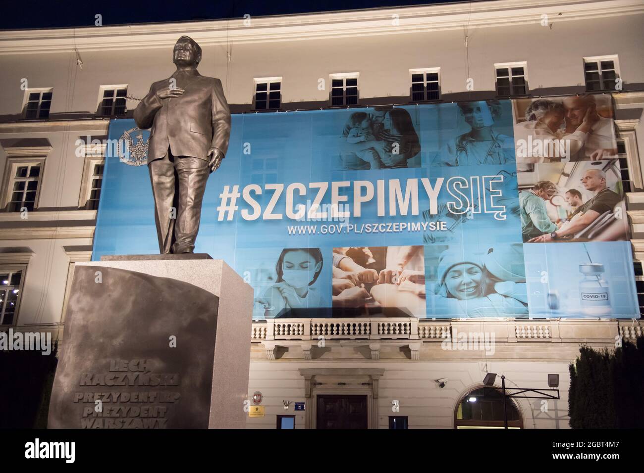 Covid-19 vaccination campaign and monument to President Lech Kaczynski ...