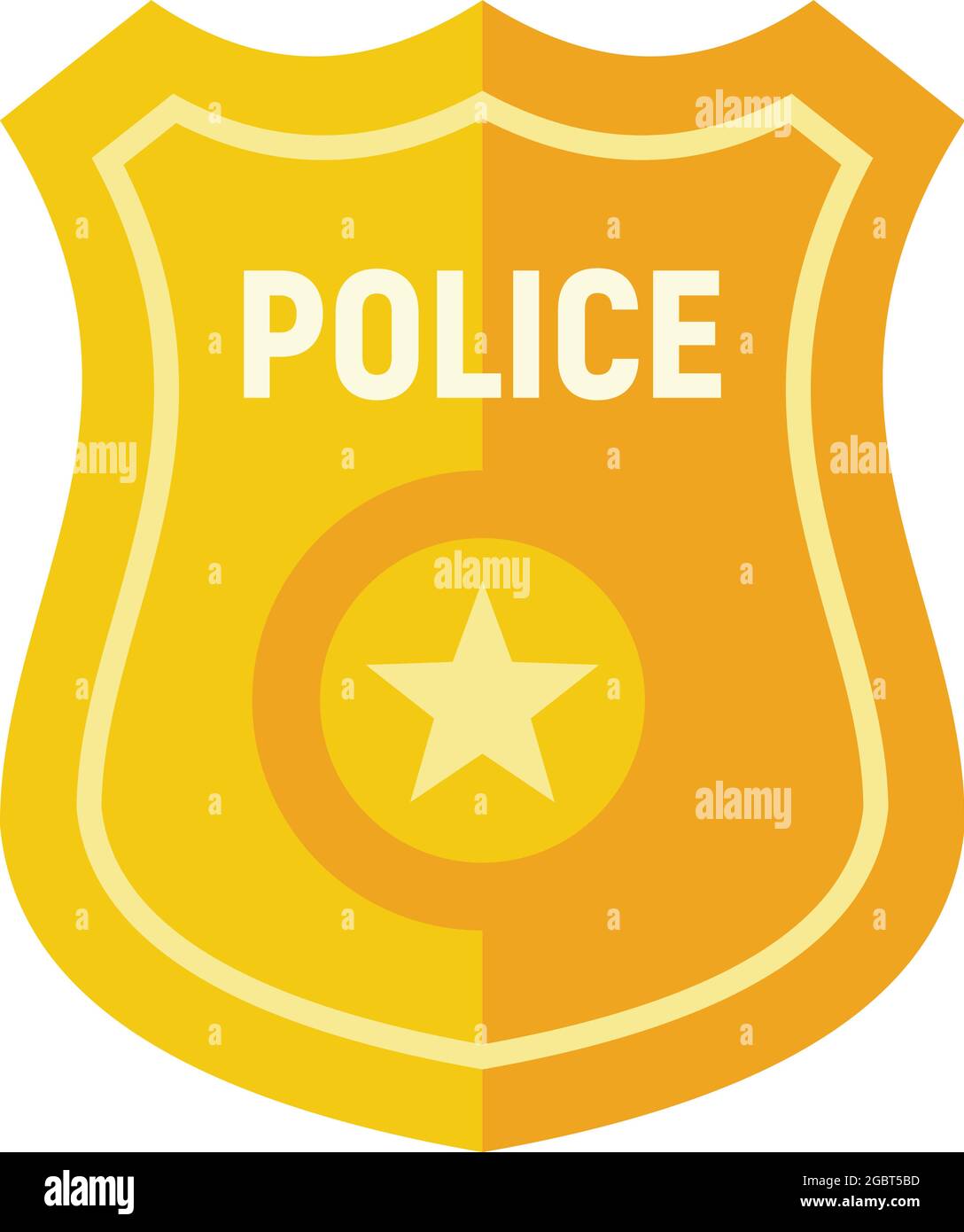 Police gold badge icon. Flat illustration of police gold badge vector ...
