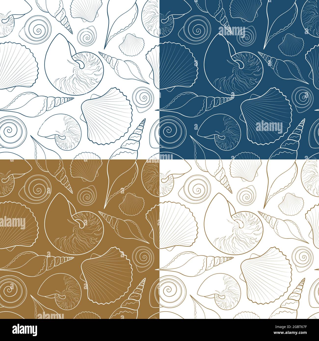 Set of vector summer seamless patterns with sea shells Stock Vector ...