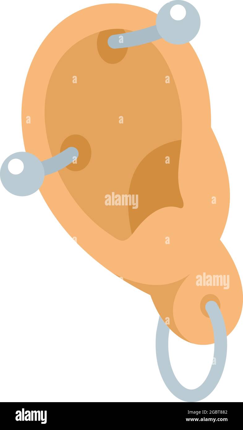 Ear full piercing icon. Flat illustration of ear full piercing vector ...