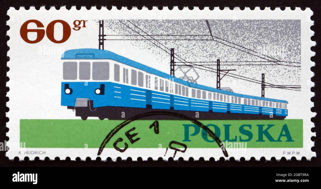POLAND - CIRCA 1966: a stamp printed in the Poland shows Railroad Train ...