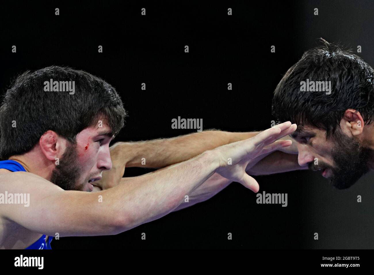Chiba, Japan. 5th Aug, 2021. Zavur Uguev (L) of ROC combats with Kumar ...
